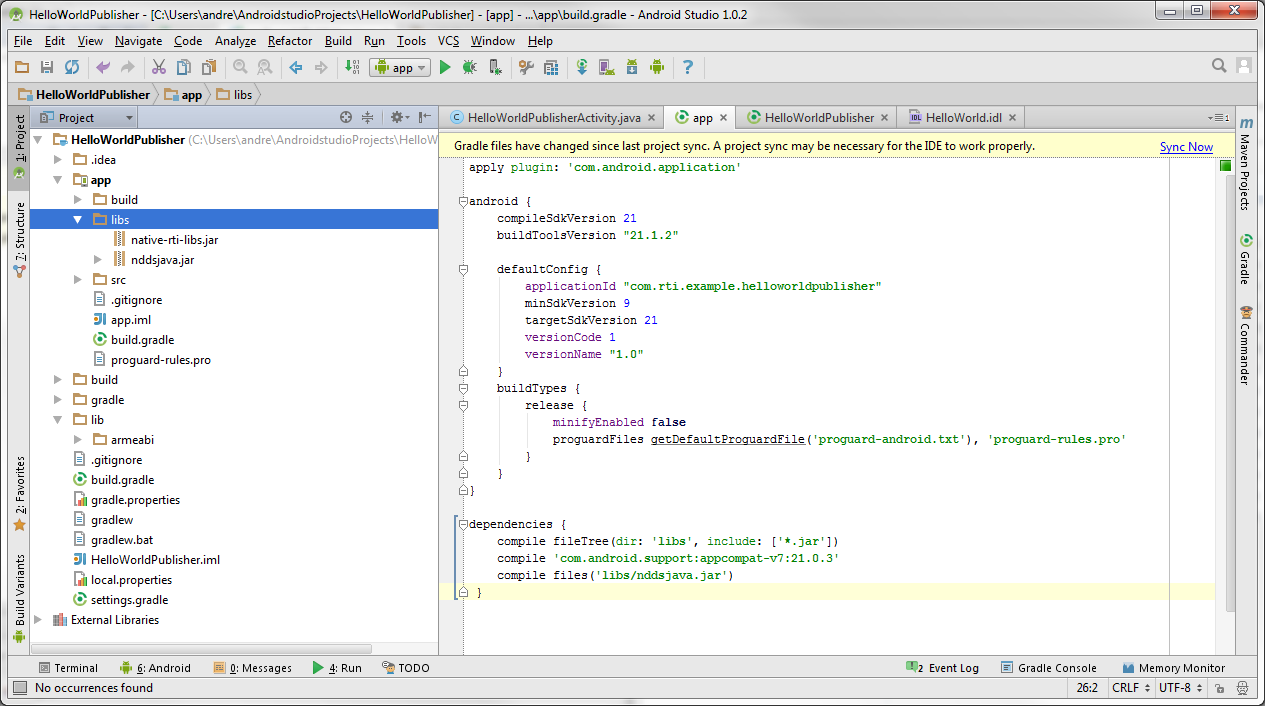 Building Connext Applications Using Android Studio